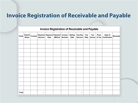 EXCEL Of Invoice Registration Of Receivable And Payable Xlsx WPS Free