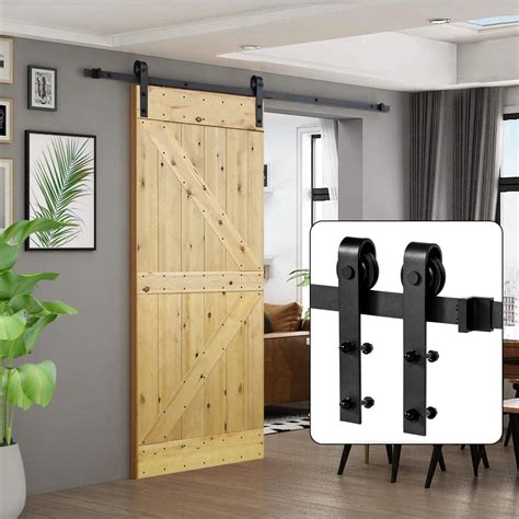 Doors Locks DIYHD 5FT 8FT Brushed Nickel Steel Sliding Barn Door