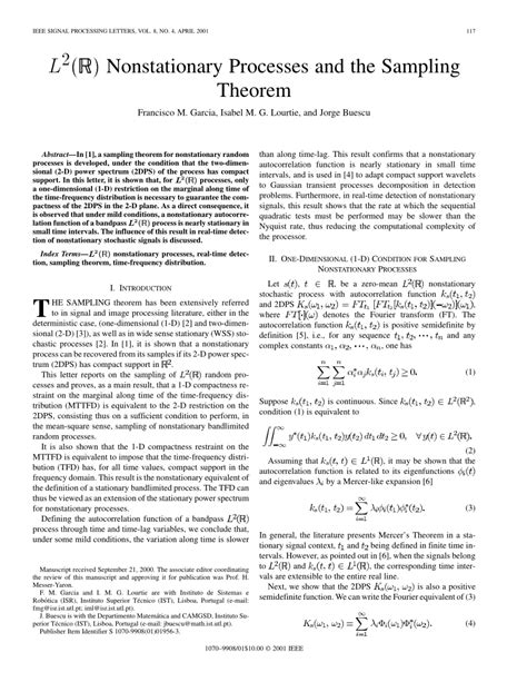pdf nonstationary processes and the sampling theorem