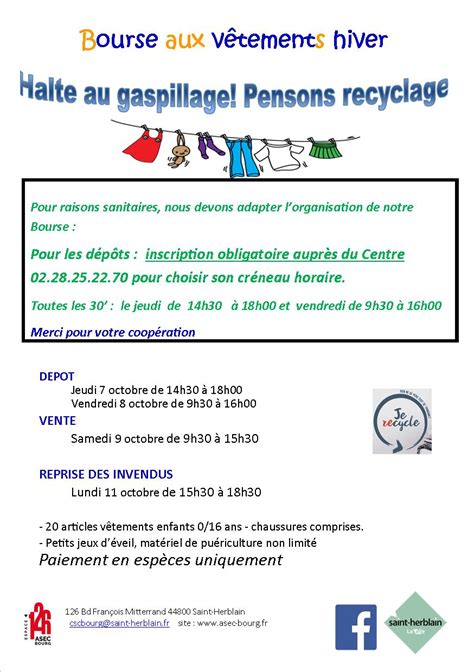 Bourse aux vêtements d hiver ASEC bourg St Herblain