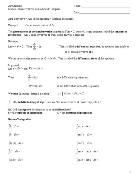 ap calculus ab integration notes pdf summation integral