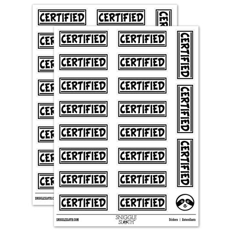 Certified Double Lines Border Letter Sticker Set White Gloss Finish