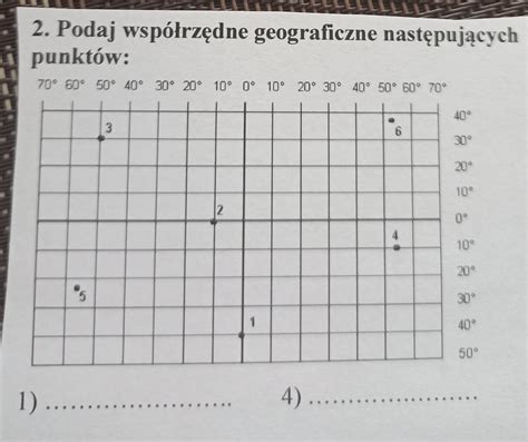podaj współrzędne geograficzne następujących punktów Brainly pl