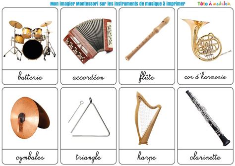 L imagier Montessori des instruments de musique à imprimer Tête à modeler