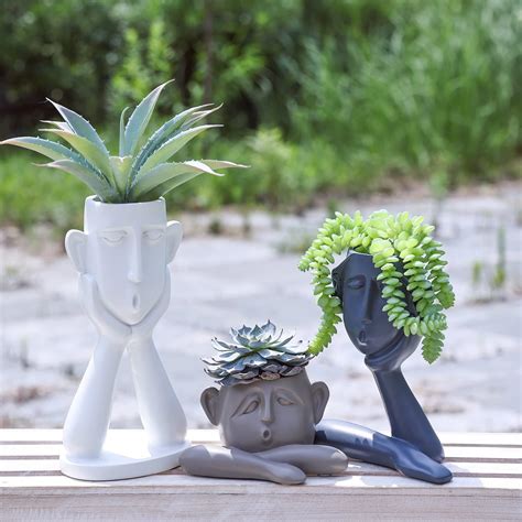 FROZZUR Lot De 3 Pots De Fleurs En Forme De Visage Humain Bustes