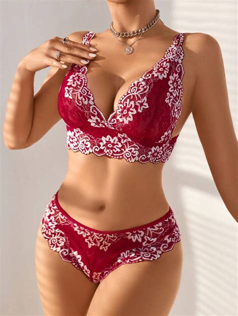 Classic Sexy Floral Lace Lingerie Set Shein Usa