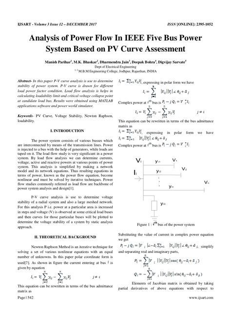 pdf analysis of power flow in ieee five bus power system based on pv curve assessment