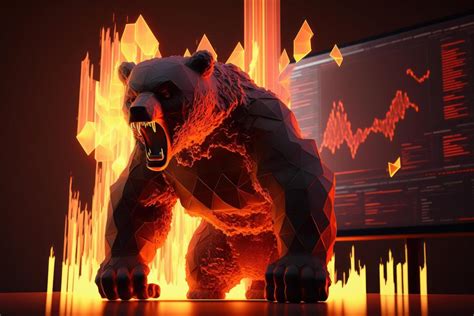 Fire Sculpture Of Bear Bearish Divergence In Stock Market And Crypto