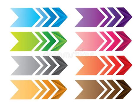 Sistema De 5 Formas Coloridas De La Flecha Flechas Largas Horizontales