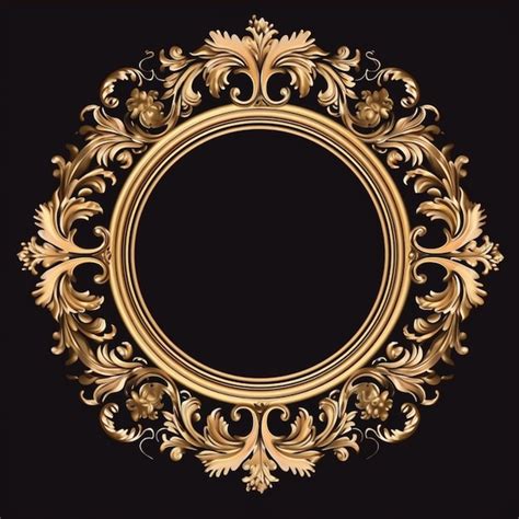 Belo design de moldura de foto de borda de círculo decorativo dourado