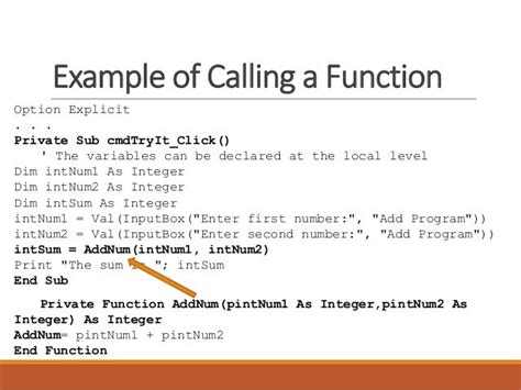 understanding subroutines and functions in vb6
