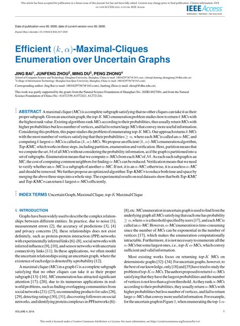 pdf efficient k α maximal cliques enumeration over uncertain graphs