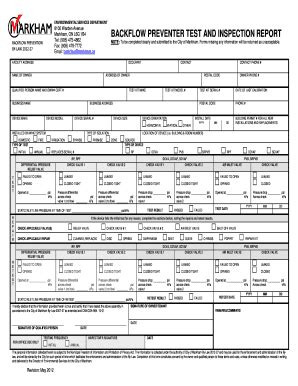 BACKFLOW PREVENTER TEST AND INSPECTION REPORT Fill And Sign Printable