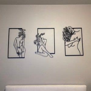 Flower Naked Woman Line Art Set Abstract Woman Body Line Drawing
