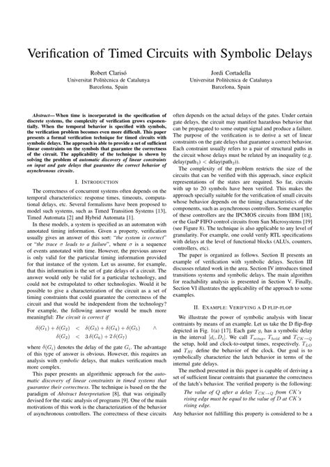 pdf verification of timed circuits with symbolic delays