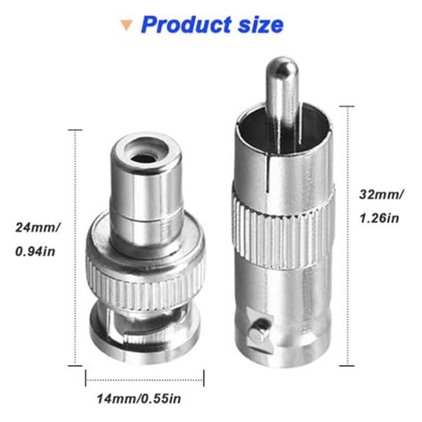 Xiatiaosann BNC To RCA Adapter RCA Male Plug To BNC Female Plug