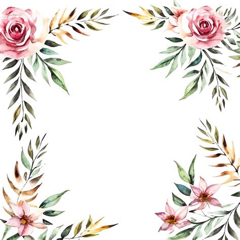 Marco de flores de acuarela para una invitación de boda Foto Premium