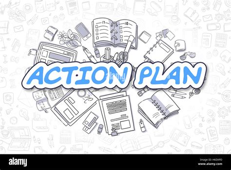 Plan De Acci N Cartoon Blue Word Concepto De Negocio Fotograf A De