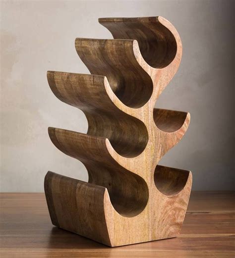 This Beautiful And Unique Solid Wood Wine Rack Stand Is Hand Carved