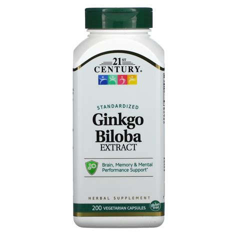 21st Century Ginkgo Biloba Extract Standardized 200 Vegetarian Capsules