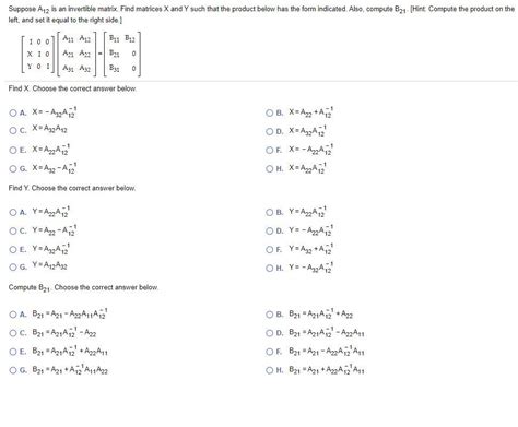 solved suppose a12 is an invertible matrix find matrices x