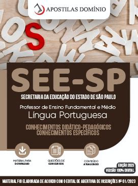 Apostila SEE SP 2023 Professor de Ensino Fundamental e Médio Língua