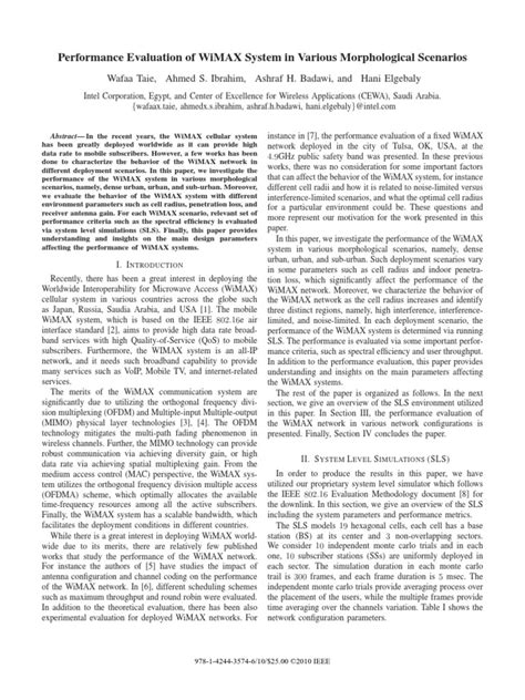 performance evaluation of wimax system in various morphological scenarios pdf wi max mimo