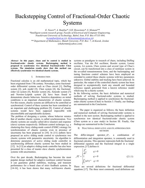 pdf backstepping control of fractional order chaotic systems