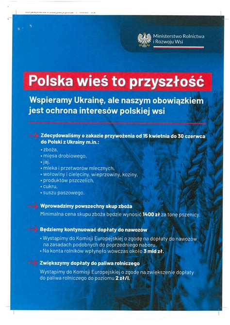 Ministerstwo Rolnictwa i Rozwoju Wsi informuje UMiG LADEK ZDRÓJ