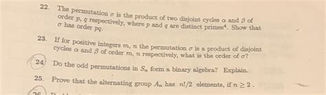 solved 22 the permutation σ is the product of two disjoint