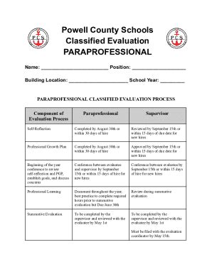 Fillable Online Paraprofessional Observation Form Domain 2 3 Fax