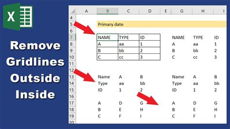 how to remove gridlines outside inside table in microsoft excel youtube