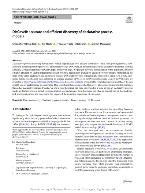 discover accurate and efficient discovery of declarative process models request pdf