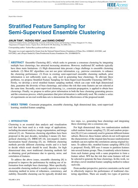 pdf stratified feature sampling for semi supervised ensemble clustering