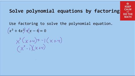 Solve Polynomial Equations By Factoring Youtube