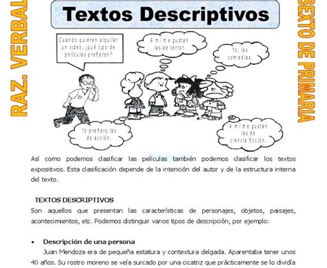 Tipos De Textos Descriptivos Para Ni Os De Primaria Tipos De