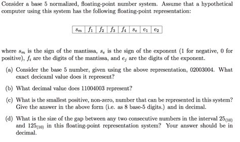 Solved Consider A Base Normalized Floating Point Number Chegg
