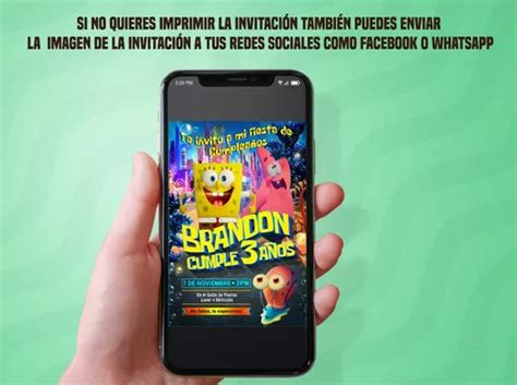 Bob Esponja Invitaci N Digital Imprimible Personalizada Nuev En