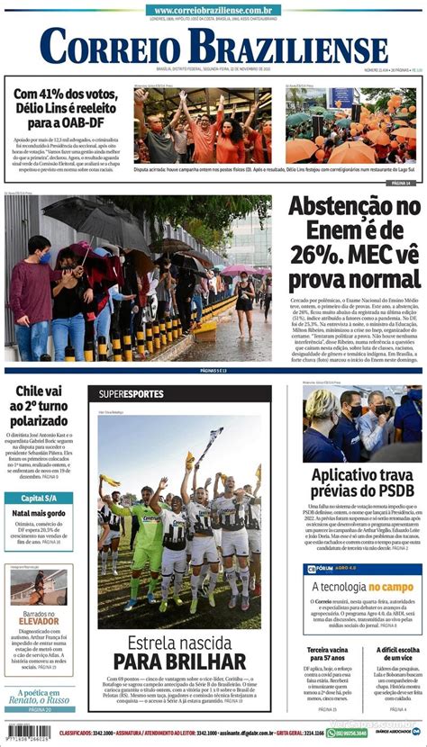 Capa Correio Braziliense Edi O Segunda De Novembro De