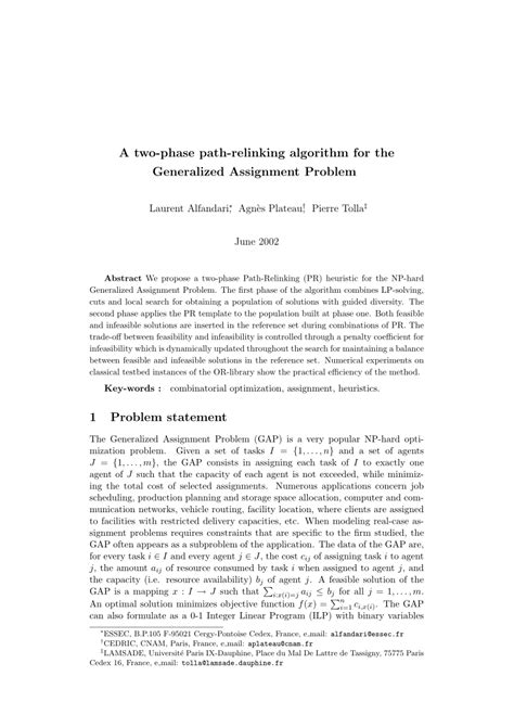 pdf a path relinking algorithm for the generalized assignment problem