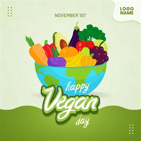 Día mundial del veganismo 1 de noviembre banner web de ilustración y
