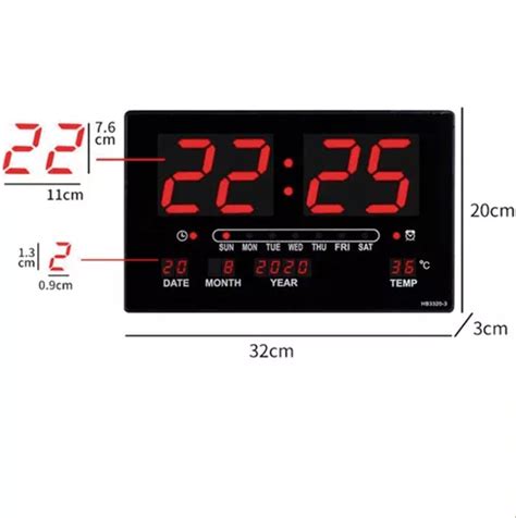 Reloj Digital Temperatura Inteligente De Pared 32cm X 20 Cm Cuotas