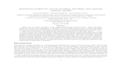 statistical models for neural encoding decoding and pubs paninski07