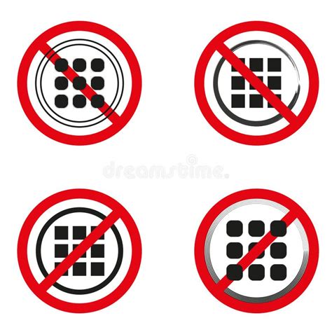 No Grid Icon Prohibited Squares Symbol Red Circle Warning Vector