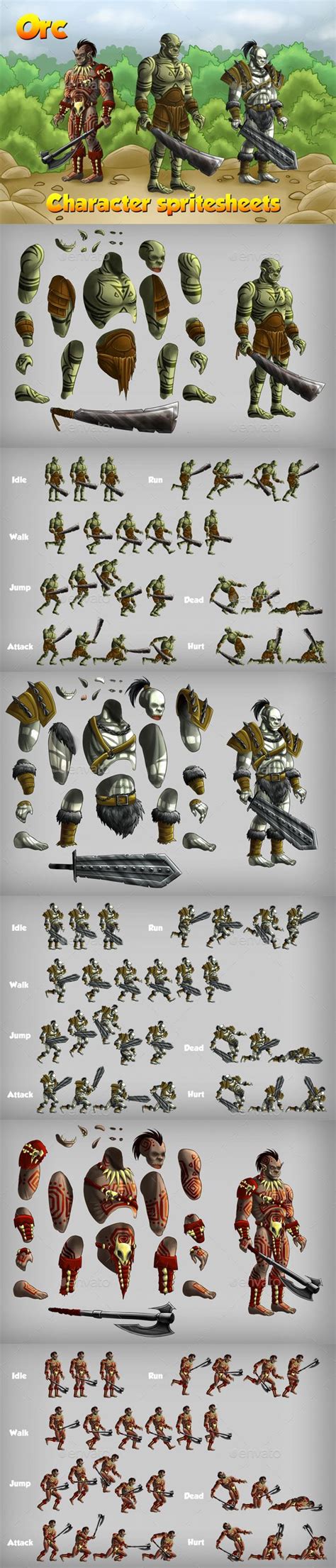 2D Game Orc Character Sprites Is A Quality Asset For Those Who Want To