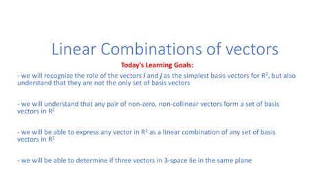 linear combinations of vectors