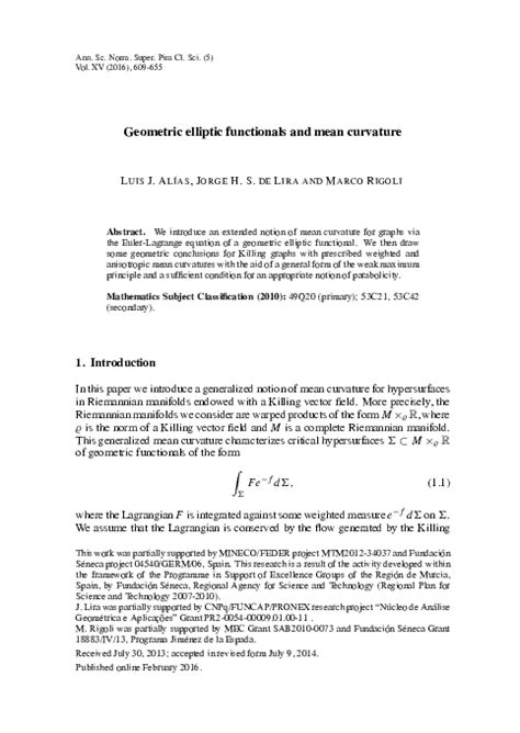 pdf geometric elliptic functionals and mean curvature marco rigoli