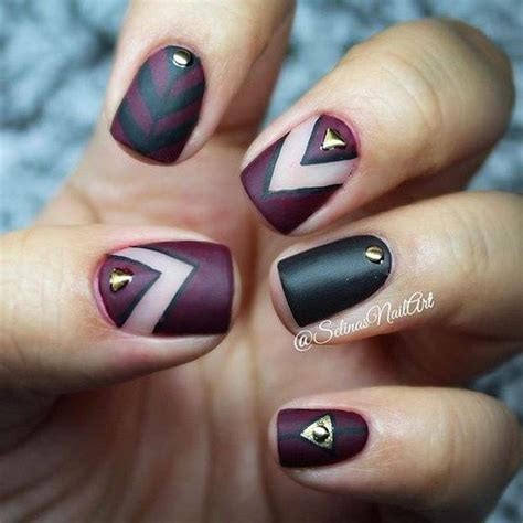 60 Pretty Matte Nail Designs Styletic Nail Art Maroon Nails Gold