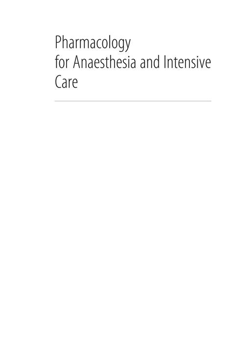 Solution Mcu Pharmacology For Anaesthesia And Intensive Care Th