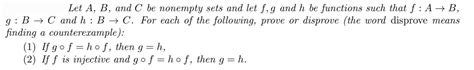 let a b and c be nonempty sets and let f g and h be